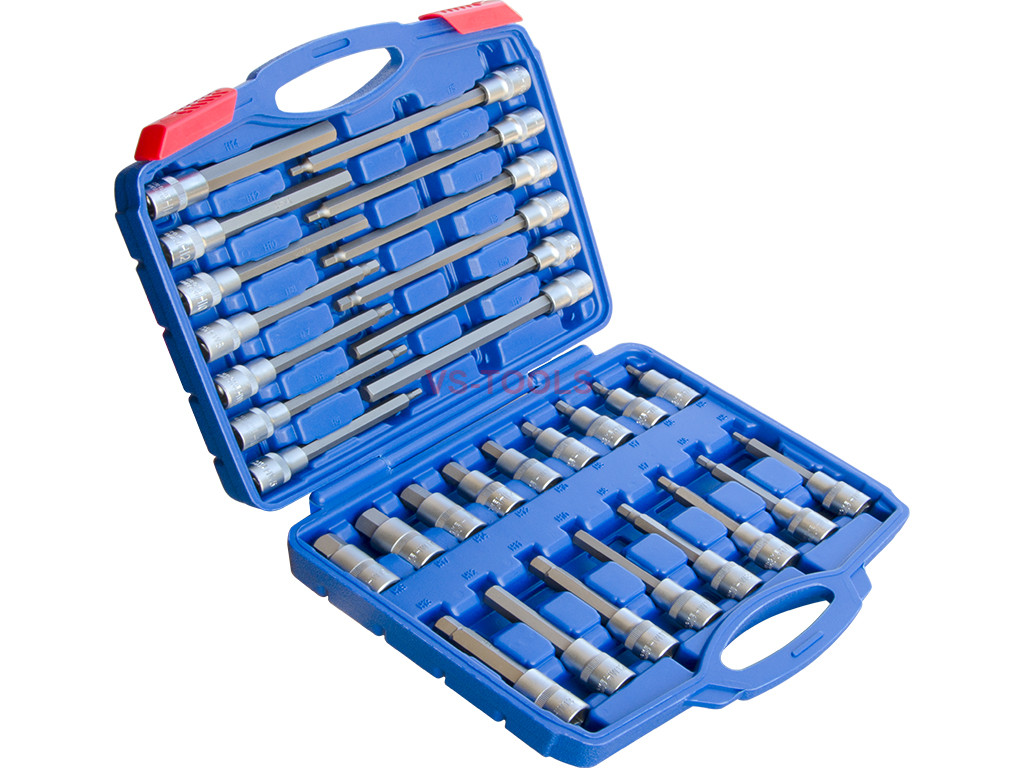 30pcs 1 2 Metric Hex Socket Set Allen Keys Bit H5 H19 Extra